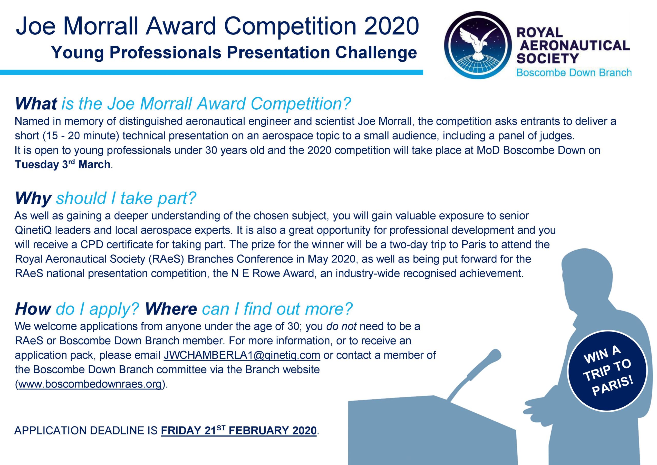 The Joe Morrall Award 2020 - RAeS Boscombe Down Branch