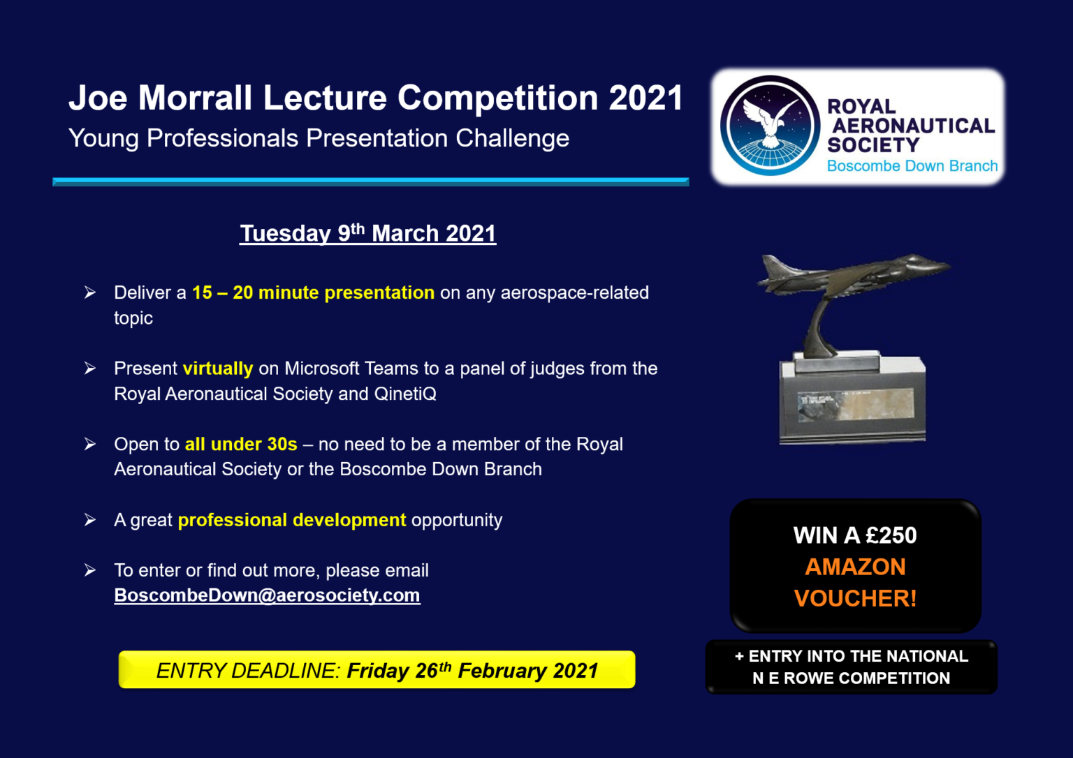 The RAeS Boscombe Down Branch Joe Morrall Award for Young Professionals ...